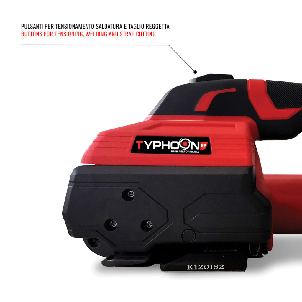 Typhoon HP battery strapping tool with Bosch professional 18V battery